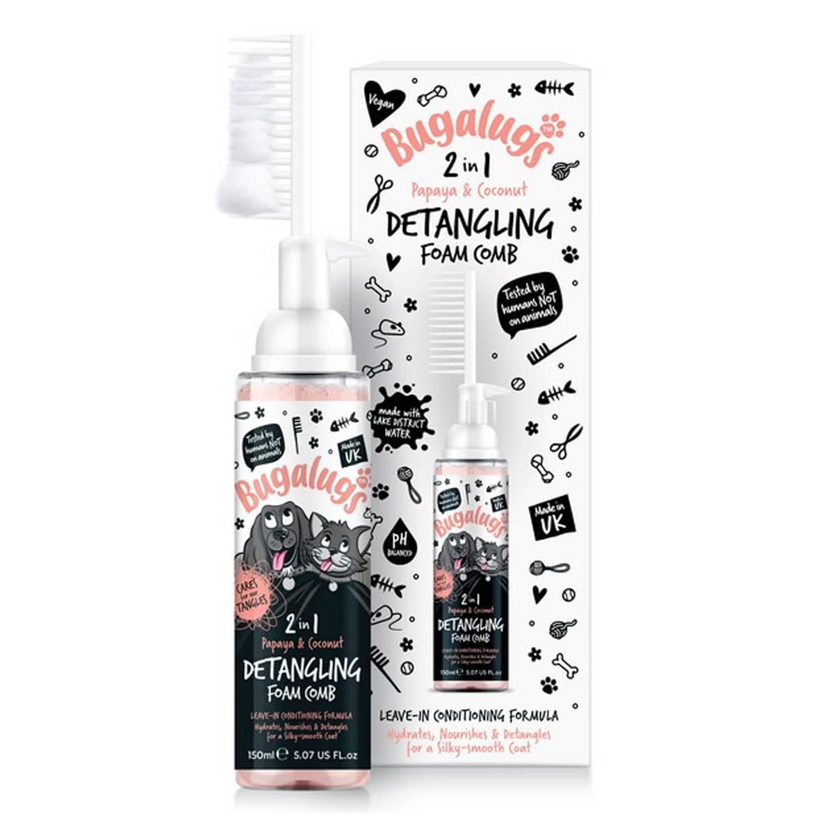 Bugalugs 2 in 1 Detangle & Conditioning Foam Comb 150ml | Animal ...