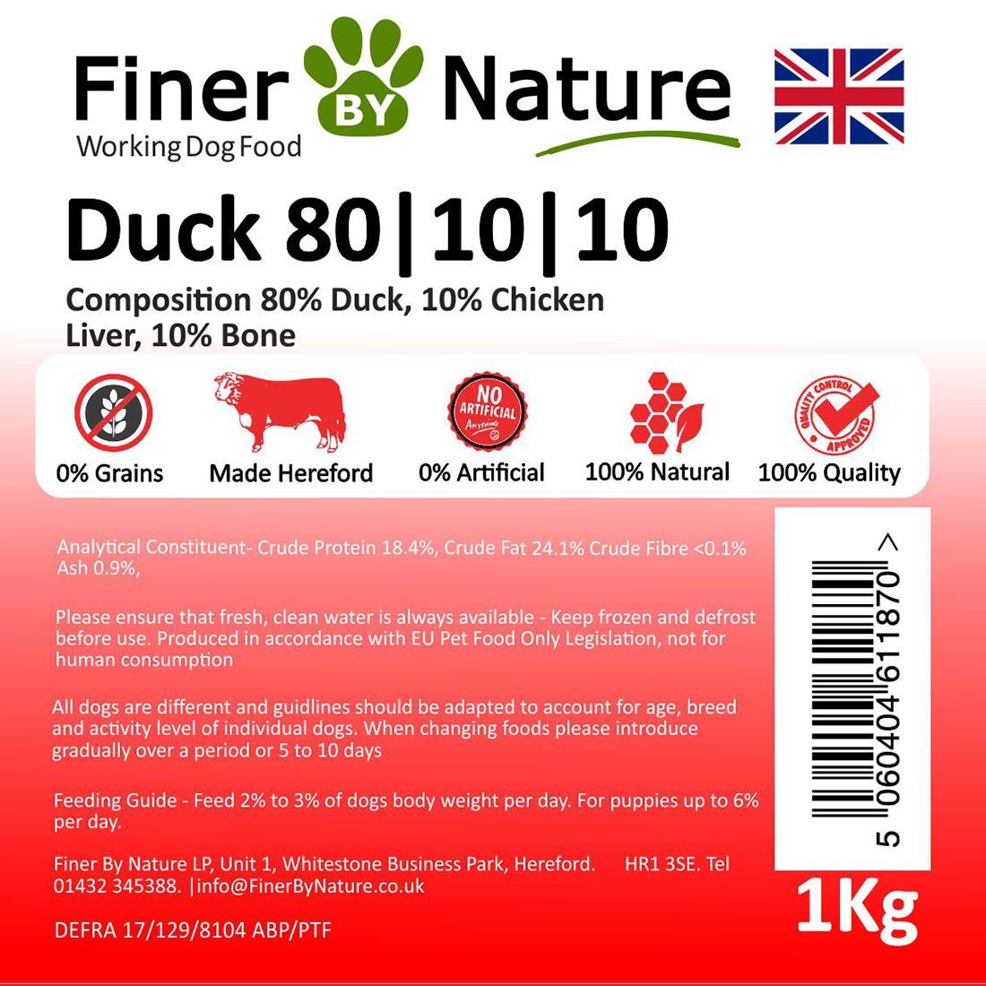 Finer by Nature Duck 80/10/10 1kg – Animal Station Ltd